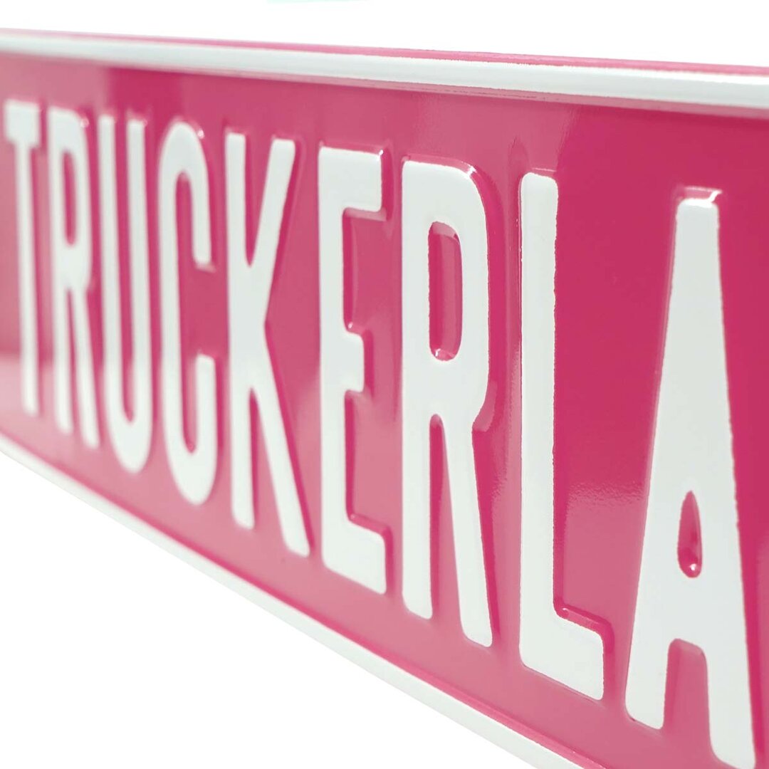 License plate Pink White with custom text